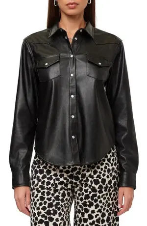 Fifteen Twenty Anna Faux Leather Shirt - Black