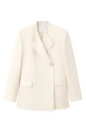 Mango Metallic Button Linen Blend Blazer