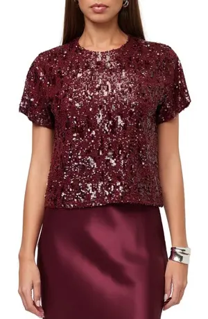 Fifteen Twenty Stacey Sequin Top - Merlot