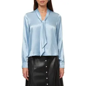 Fifteen Twenty Patty Tie Neck Satin Shirt - Glacier