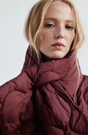 Mango Quilted Anorak With Detachable Scarf