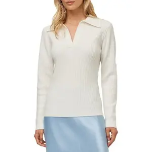 Fifteen Twenty Daphne Collar Rib Sweater Cream