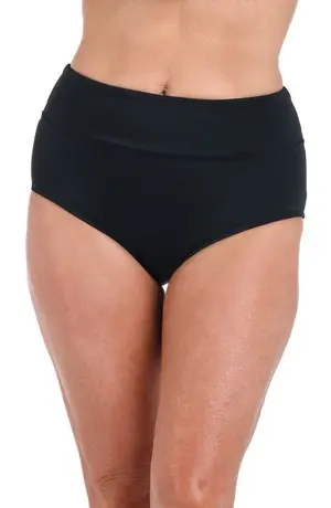 MAXINE OF HOLLYWOOD Wide Waist Bikini Bottoms - Black
