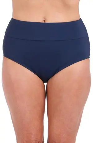 MAXINE OF HOLLYWOOD Wide Waist Bikini Bottoms - Indigo