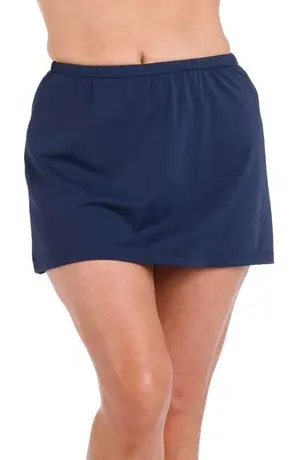 MAXINE OF HOLLYWOOD Solid Skirted Swim Bottoms - Indigo