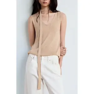 Mango Sequin V-neck Sweater - Sand