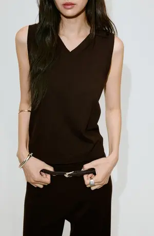 Mango Polo Sweater Vest - Chocolate
