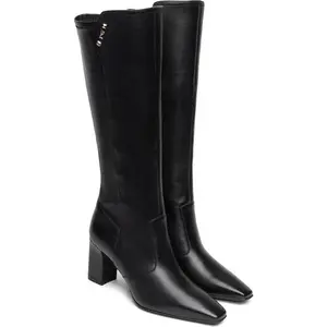 NEROGIARDINI Pointed Toe Stretch Knee High Boot - Black