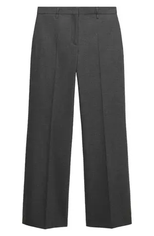 Mango Straight Leg Wool Blend Suit Pants - Grey