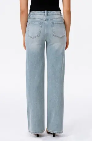 BAYEAS Eyelet High Waist Straight Leg Jeans