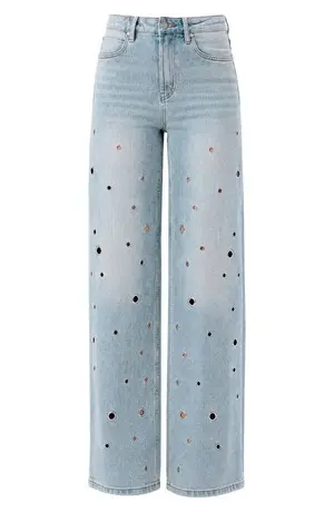 BAYEAS Eyelet High Waist Straight Leg Jeans