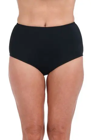 MAXINE OF HOLLYWOOD Full Coverage High Waist Swim Briefs Black