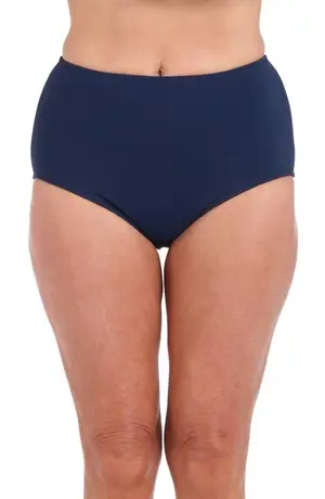 MAXINE OF HOLLYWOOD Full Coverage High Waist Swim Briefs - Indigo