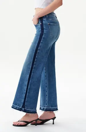 BAYEAS Two-tone Splice Mid Rise Wide Leg Jeans