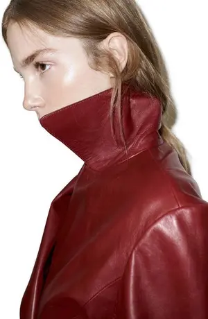 Mango Belted Leather Jacket