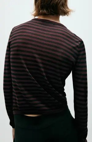 Mango Stripe V-neck Sweater