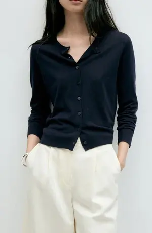 Mango Crewneck Cardigan Navy