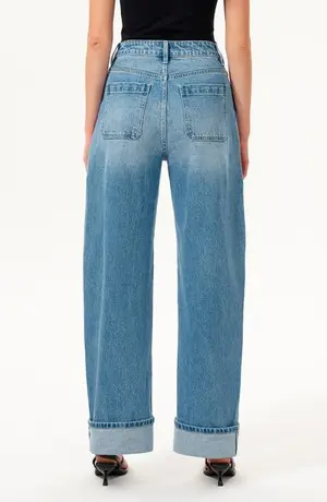 BAYEAS High Waist Cuffed Barrel Jeans - Pallidus