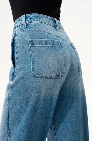 BAYEAS High Waist Cuffed Barrel Jeans - Pallidus