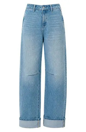BAYEAS High Waist Cuffed Barrel Jeans - Pallidus