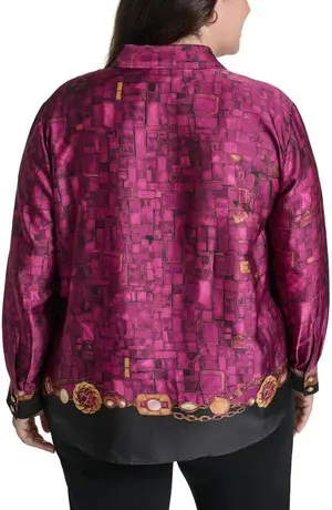 Karl Lagerfeld Paris Printed Long Sleeve Button Front Shirt