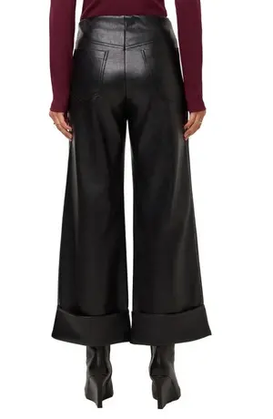 Fifteen Twenty Regina Cuffed Cropped Faux Leather Pants