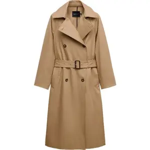 Mango Belted Double Breasted Trench Coat - Beige