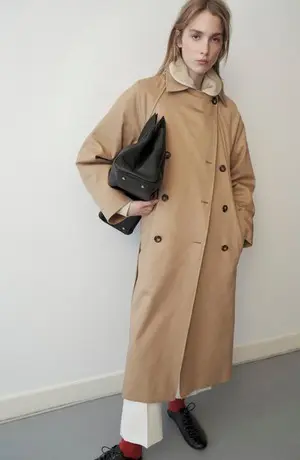 Mango Belted Double Breasted Trench Coat
