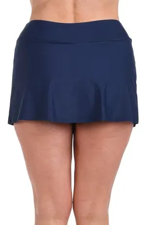 MAXINE OF HOLLYWOOD Solid Full Coverage Swim Skirt - Indigo