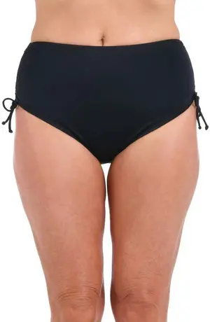 MAXINE OF HOLLYWOOD Full Coverage Side Tie Swim Briefs - Black