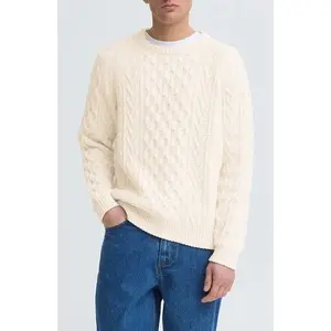 !SOLID Vukan Cable Knit Crewneck Sweater - Off White