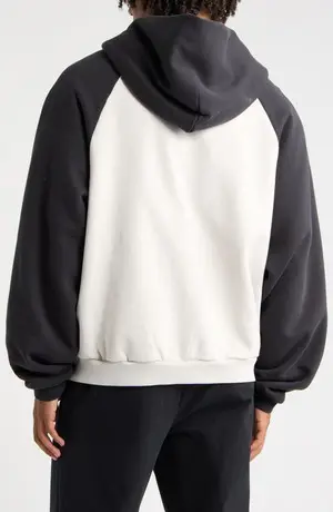 ELWOOD Ragglan Colorblock Zip Hoodie - Bone/black