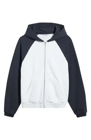 ELWOOD Ragglan Colorblock Zip Hoodie - Bone/black