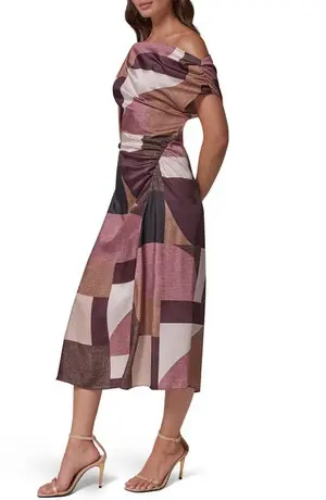 Donna Karan New York Colorblock One-shoulder Twill Midi Dress