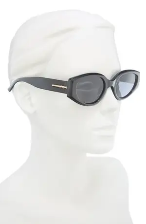 Le Specs Fevered 53mm Oval Sunglasses - Black/smoke Mono