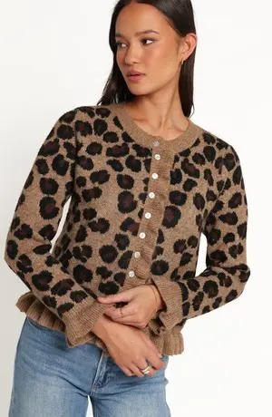 PETAL & PUP Asha Leopard Print Cardigan