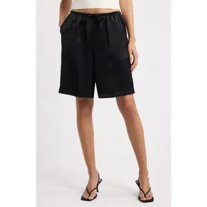 REFORMATION Sandy Satin Shorts - Black
