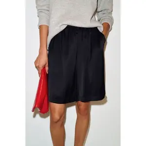 REFORMATION Sandy Satin Shorts - Black