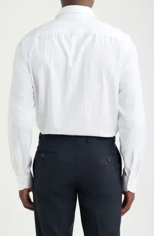 Canali Regular Fit Herringbone Dress Shirt - White