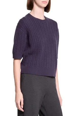 Theory Short Sleeve Cashmere Sweater - Nightshade