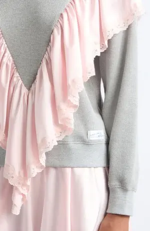Sandy Liang Rue Ruffled Waffle Knit Pants