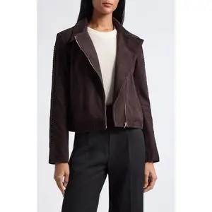St. John Americana Suede Jacket - Chocolate