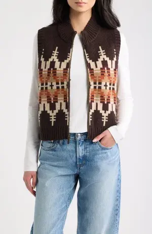 Pendleton Shetland Collection Graphic Wool Vest - Chocolate Multi