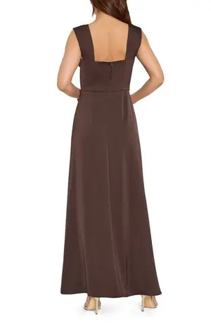 TAHARI ASL Cowl Neck Sleeveless Satin Gown