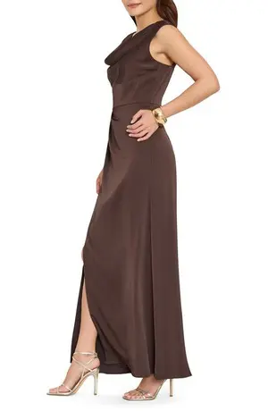 TAHARI ASL Cowl Neck Sleeveless Satin Gown