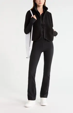 Zella Summit Faux Shearling Hybrid Vest - Black