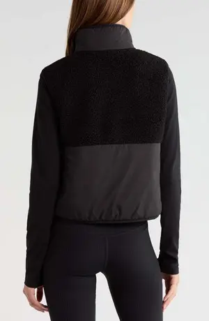 Zella Summit Faux Shearling Hybrid Vest - Black
