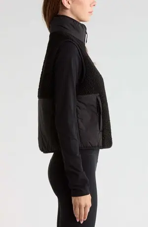 Zella Summit Faux Shearling Hybrid Vest - Black