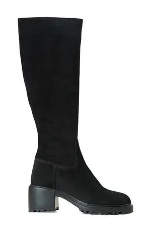 Aquatalia Delilah Weatherproof Leather Knee High Boot - Black Suede