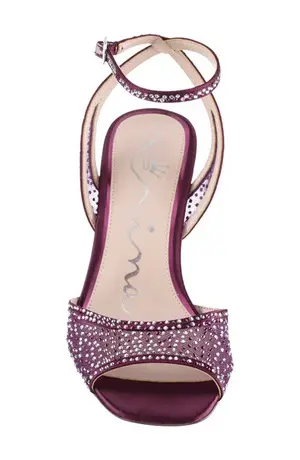 Nina Agnus Crystal Mesh Sandal - Bordeaux